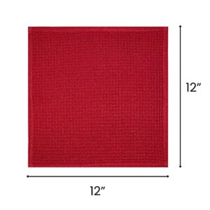 ORMYSA 100% Cotton Red Waffle Weave Dish Cloths for Washing Dishes - Pack of 8, 12"x12" Dishcloths for Kitchen, Fast-Absorbing, Quick-Dry, Super Soft Dish Rags