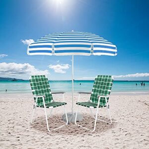 VINGLI Patio Lawn Webbed Folding Chairs Set of 2, Outdoor Beach Portable Camping Chair for Yard, Garden (Dark Green, Classic)