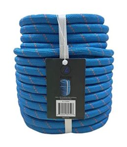 zeluga zl135rb 0.55in. x 125ft. double braid 8400 lbs breaking strength no-stretch rope, blue