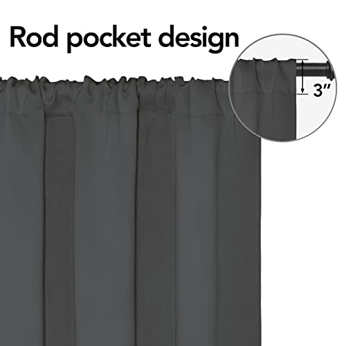 Easy-Going Rod Pocket Blackout Curtains for Bedroom, Room Darkening Window Curtains for Living Room, Thermal Insulated Noise Reduction Solid Window Drapes, 2 Panels(42x63 in, Gray)