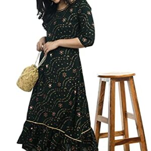 AnjuShree Choice Women Indian Tunic Tops rayon Kurti Dark Green