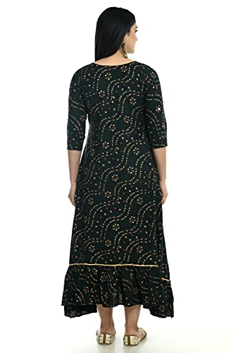 AnjuShree Choice Women Indian Tunic Tops rayon Kurti Dark Green