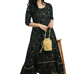 AnjuShree Choice Women Indian Tunic Tops rayon Kurti Dark Green