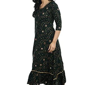 AnjuShree Choice Women Indian Tunic Tops rayon Kurti Dark Green