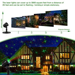 Christmas Projector Lights Outdoor, Led Christmas Laser Lights Landscape Spotlight Red and Green Star Show Waterproof with Remote Decorative Patterns for Indoor Outdoor Garden Patio Wall Holiday