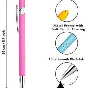 Xccj 15 Pieces Ballpoint Pens with Stylus Tip, Metal Pen Stylus for Touch Screens, Black Ink Ballpoint Pen Colorful for Office School Stationery Supplies