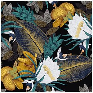 haokhome 93106 vintage floral peel and stick wallpaper for bedroom black/bronze/navy/white removable accent wall decorations 17.7in x 118in