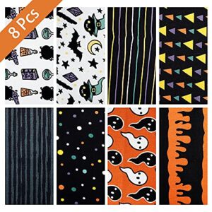 Cottfab 8pcs 100% Cotton Fabric Pattern Fat Quarters Fabric Bundle 22 x 18 Inche（55 x 45cm) Strong and Tightly Woven,Quilting Fabric for Sewing and Patchwork and Face Masks(Halloween Pattern)