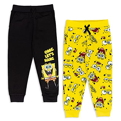 SpongeBob SquarePants Little Boys Fleece 2 Pack Jogger Pants Black/Yellow 4