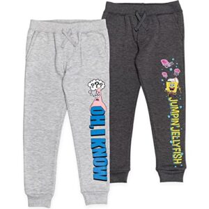 spongebob squarepants patrick star toddler boys fleece 2 pack jogger pants 3t light grey/dark grey