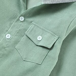 bilison Kids Toddler Boy Clothes Long Sleeve Corduroy Lapel Button Down Shirt Top Little Boys Shirts Light Green