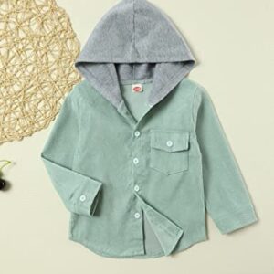 bilison Kids Toddler Boy Clothes Long Sleeve Corduroy Lapel Button Down Shirt Top Little Boys Shirts Light Green