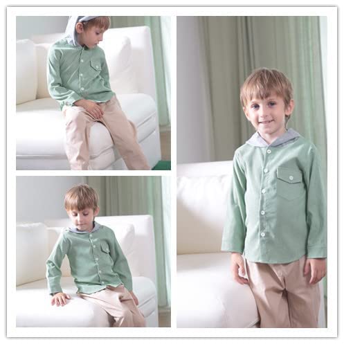 bilison Kids Toddler Boy Clothes Long Sleeve Corduroy Lapel Button Down Shirt Top Little Boys Shirts Light Green