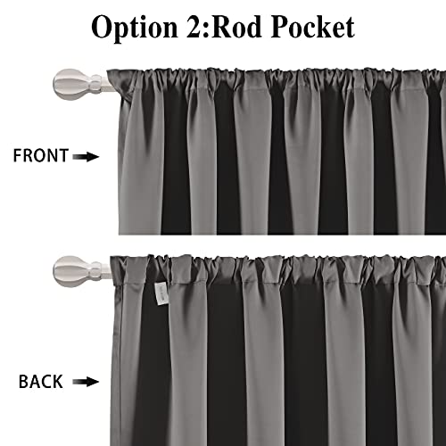 WONTEX Blackout Curtains 52 x 84 inch Length, Grey - Thermal Insulated Room Darkening Back Tab and Rod Pocket Window Curtains for Living Room and Bedroom, Set of 2 Curtain Panels