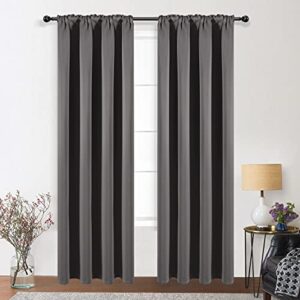 WONTEX Blackout Curtains 52 x 84 inch Length, Grey - Thermal Insulated Room Darkening Back Tab and Rod Pocket Window Curtains for Living Room and Bedroom, Set of 2 Curtain Panels