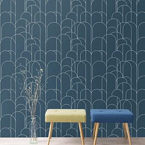 lxcreat peel and stick wallpaper modern blue geometric wallpaper 17.71 in x 118 in self-adhesive removable wallpaper matte wallpaper easy to line up for home decoration and furniture renovation