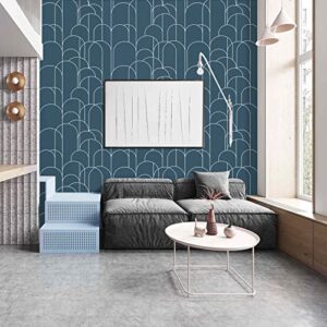 LXCREAT Peel and Stick Wallpaper Modern Blue Geometric Wallpaper 17.71 in X 118 in Self-Adhesive Removable Wallpaper Matte Wallpaper Easy to Line Up for Home Decoration and Furniture Renovation