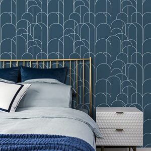 LXCREAT Peel and Stick Wallpaper Modern Blue Geometric Wallpaper 17.71 in X 118 in Self-Adhesive Removable Wallpaper Matte Wallpaper Easy to Line Up for Home Decoration and Furniture Renovation