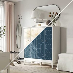 LXCREAT Peel and Stick Wallpaper Modern Blue Geometric Wallpaper 17.71 in X 118 in Self-Adhesive Removable Wallpaper Matte Wallpaper Easy to Line Up for Home Decoration and Furniture Renovation