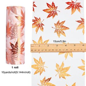 GORGECRAFT Maple Leaf Tulle Fabric Rolls Tulle Spool Ribbon 6 Inch by 10 Yards for Sewing Wedding Crafts Tutu Skirt Birthday Party Decorations (Orange Red)