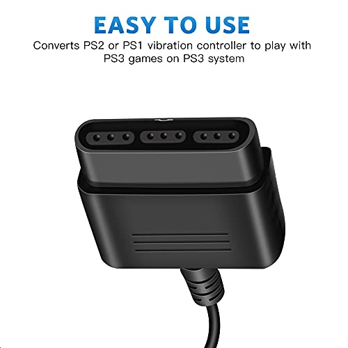 PS2 Controller to USB Adapter Converter Cable, Compatible with Sony PS1/PS2 Controller Gamepad to PS3/PC Controller