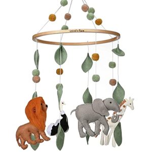 Sorrel + Fern Baby Crib Mobile - Safari Adventure (Elephant, Lion & Giraffe) - Nursery Decoration Ceiling Mobile and Baby Shower for Boys - for Boys & Girls