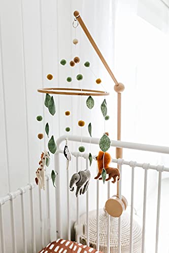 Sorrel + Fern Baby Crib Mobile - Safari Adventure (Elephant, Lion & Giraffe) - Nursery Decoration Ceiling Mobile and Baby Shower for Boys - for Boys & Girls