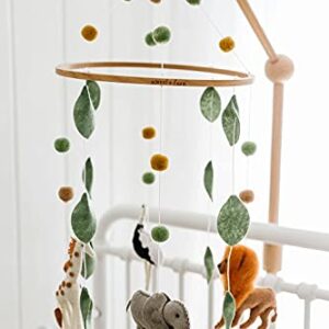 Sorrel + Fern Baby Crib Mobile - Safari Adventure (Elephant, Lion & Giraffe) - Nursery Decoration Ceiling Mobile and Baby Shower for Boys - for Boys & Girls