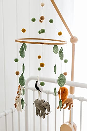 Sorrel + Fern Baby Crib Mobile - Safari Adventure (Elephant, Lion & Giraffe) - Nursery Decoration Ceiling Mobile and Baby Shower for Boys - for Boys & Girls