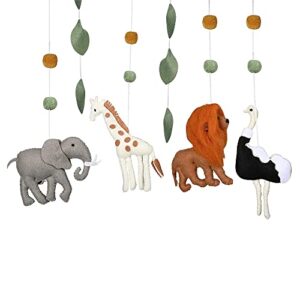 Sorrel + Fern Baby Crib Mobile - Safari Adventure (Elephant, Lion & Giraffe) - Nursery Decoration Ceiling Mobile and Baby Shower for Boys - for Boys & Girls