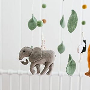 Sorrel + Fern Baby Crib Mobile - Safari Adventure (Elephant, Lion & Giraffe) - Nursery Decoration Ceiling Mobile and Baby Shower for Boys - for Boys & Girls