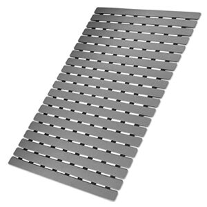 mboss bath tub shower mat non slip bathtub mats for bathroom shower floor mat bath mats for shower tub anti slip shower mat with drain hole and large suction cups (grey, 27.5 x 15.7 inch)