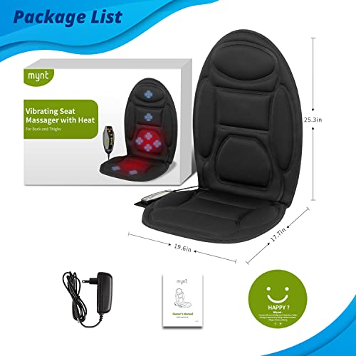 Seat Massager with Heat, Vibrating Back Massager for Chair Massage Cushion, 8 Vibrating Nodes to Relieve Stress and Fatigue for Back, Shoulder and Thighs