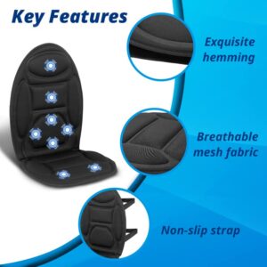 Seat Massager with Heat, Vibrating Back Massager for Chair Massage Cushion, 8 Vibrating Nodes to Relieve Stress and Fatigue for Back, Shoulder and Thighs