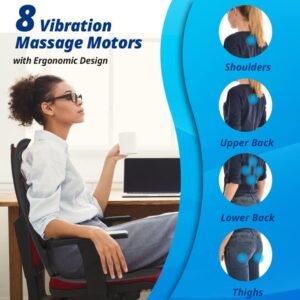 Seat Massager with Heat, Vibrating Back Massager for Chair Massage Cushion, 8 Vibrating Nodes to Relieve Stress and Fatigue for Back, Shoulder and Thighs