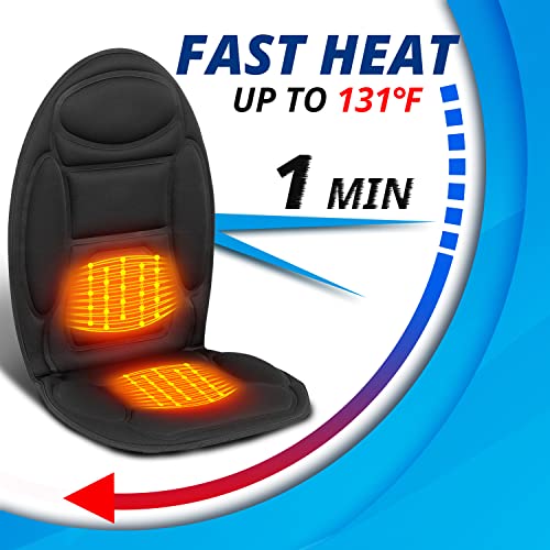 Seat Massager with Heat, Vibrating Back Massager for Chair Massage Cushion, 8 Vibrating Nodes to Relieve Stress and Fatigue for Back, Shoulder and Thighs