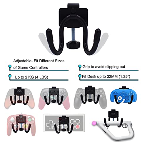 YYST Desk Mount Game Controller Holder Clamp On Hanger Holder Storage Rack for PS3/PS4/PS5/Xbox 360/Xbox One/S/X/Elite/Series S/Series X Controller, Pro Controller (1)