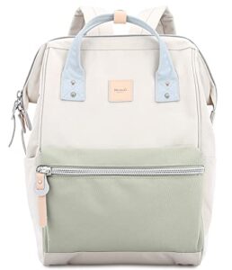 himawari laptop backpack for women&men travel backpack with usb charging port large business bag water resistant college bag computer bag doctor bag (1881-beige/green, regular)