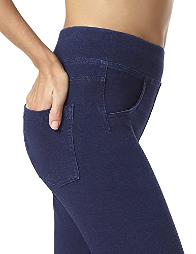 HUE Women's Super Soft Stretch High Rise Denim leggings, No Side Seams