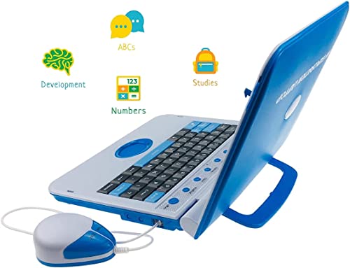 Tech Kidz My Exploration Toy Laptop Educational Learning Computer, 80 Challenging Learning Games and Activities, LCD Screen, Keyboard and Mouse Included (Blue), Ages 5+