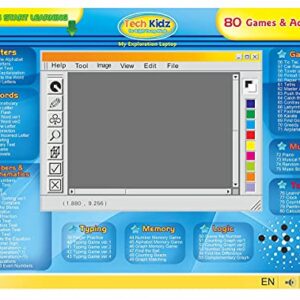 Tech Kidz My Exploration Toy Laptop Educational Learning Computer, 80 Challenging Learning Games and Activities, LCD Screen, Keyboard and Mouse Included (Blue), Ages 5+