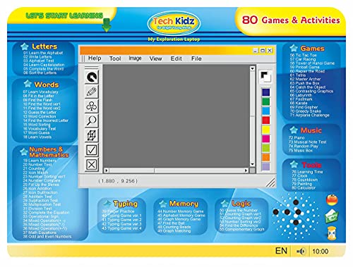 Tech Kidz My Exploration Toy Laptop Educational Learning Computer, 80 Challenging Learning Games and Activities, LCD Screen, Keyboard and Mouse Included (Blue), Ages 5+