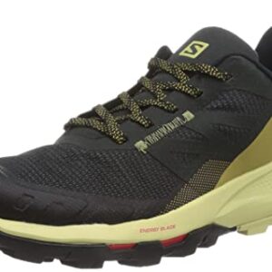 Salomon Men's OUTPULSE Hiking Shoes for Men, Black/Leek Green/Poppy Red, 11