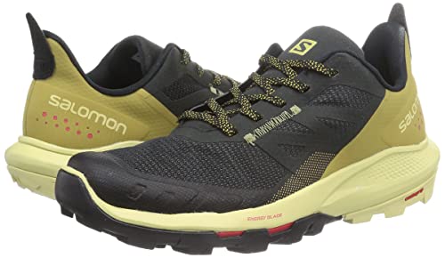 Salomon Men's OUTPULSE Hiking Shoes for Men, Black/Leek Green/Poppy Red, 11