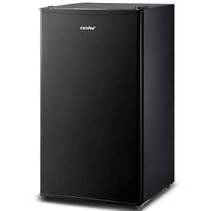 comfee' crm33s3abb 3.3 cuft mini fridge singel door small fridge for bedroom office garage studio dorm, mini refrigerator black