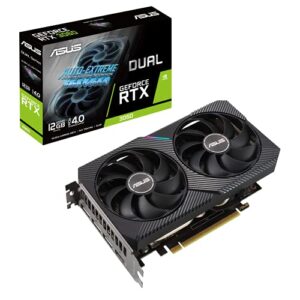 asus dual nvidia geforce rtx 3060 v2 oc edition 12gb gddr6 gaming graphics card (pcie 4.0, 12gb gddr6 memory, hdmi 2.1, displayport 1.4a, 2-slot, axial-tech fan design, 0db technology)