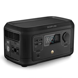 ef ecoflow portable power station river mini, 210wh backup lithium battery, fast charging, 110v/300w ac outlets, dc and usb ports, solar generator for outdoor camping travel hunting emergency