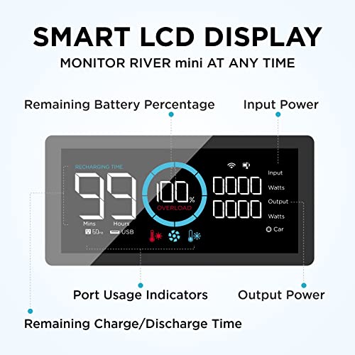 EF ECOFLOW Portable Power Station RIVER mini, 210Wh Backup Lithium Battery, Fast Charging, 110V/300W AC Outlets, DC and USB Ports, Solar Generator for Outdoor Camping Travel Hunting Emergency