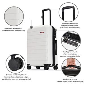 GinzaTravel 3-Piece ABS Luggage Set with TSA Locks, Expandable, and Friction-Resistant in white - Includes 20", 24" & 28" Spinner Suitcases