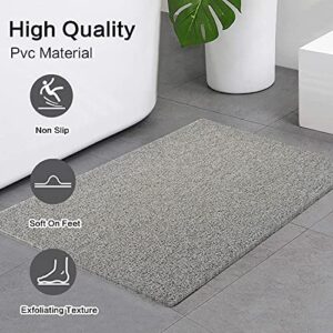 SONGZIMING Shower Mat Non Slip Without Suction Cups, 32x17 Inch, PVC Loofah Bath Mat for Textured Tub Surface, Bathroom, Bathroom, Quick Drying (Grey)